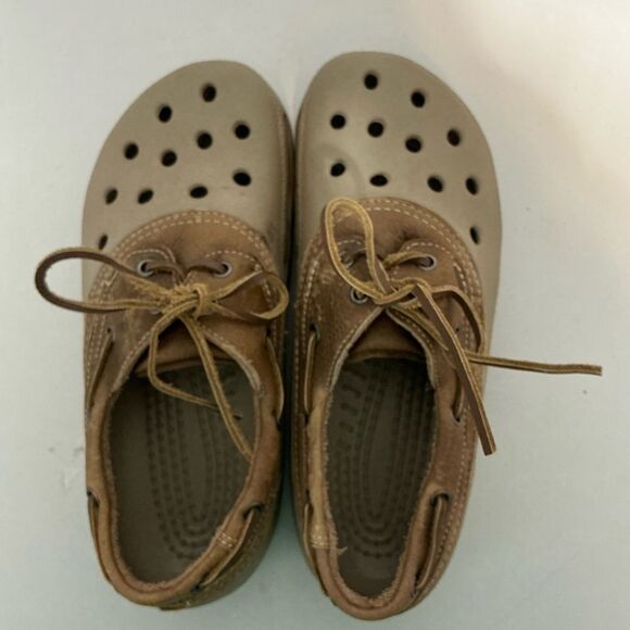 CROCS | Shoes | Crocsislander Tan Tie Up Boat Shoe Size M8 W | Poshmark